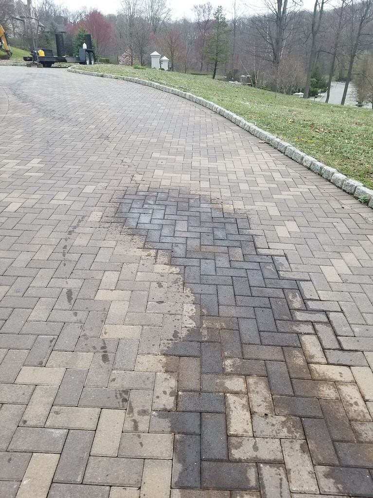 Oil spill on pavers - Pressure Washing Resource