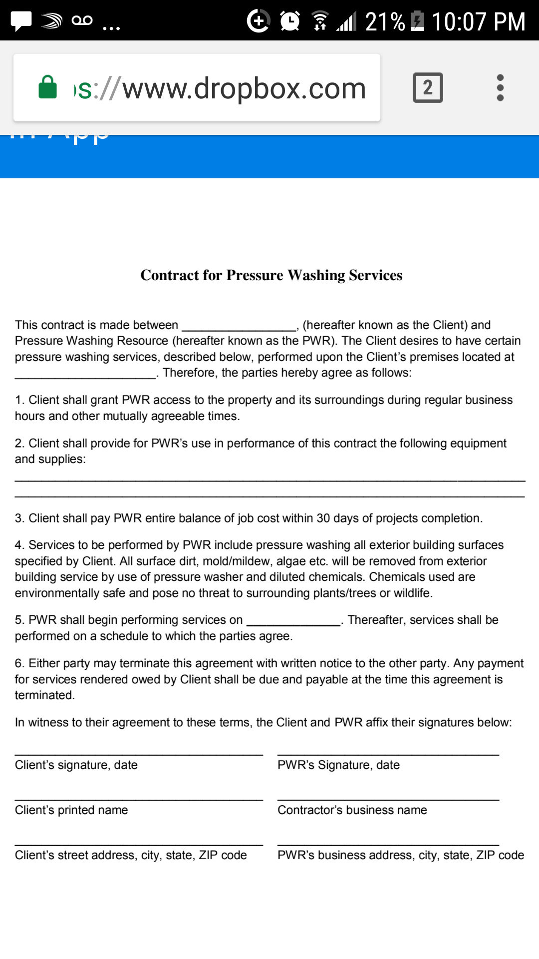 House Wash Contracts Waivers And Disclosures Management 
